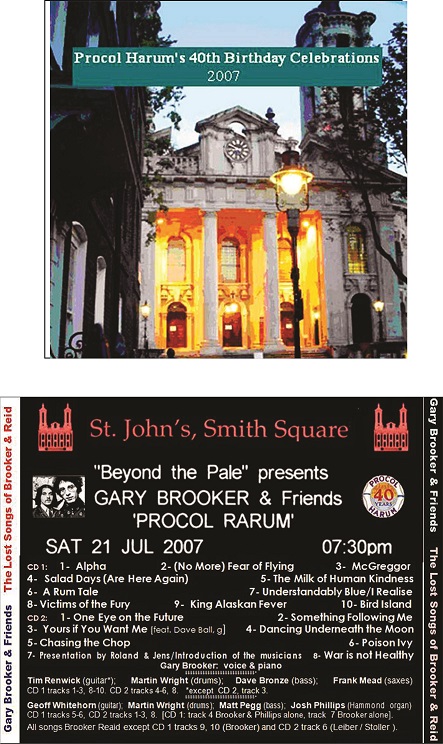 GARY BROOKER & FRIENDS - The Lost Songs Of Brooker & Reid - Crimson Records